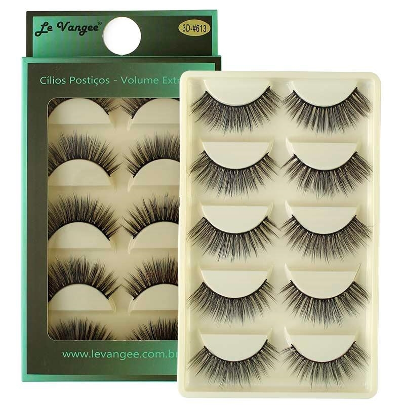 Caixa c/ 05 Pares de Cílios Postiços Volume Extremo 3D-613 Le Vangee ...